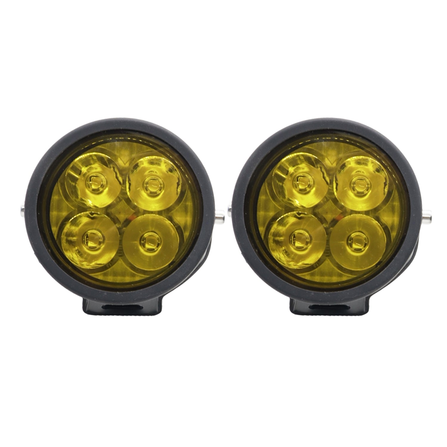LIU HJG 40W Round 4 LED Fog Lights with Yellow Cap and Wiring Kit Univ